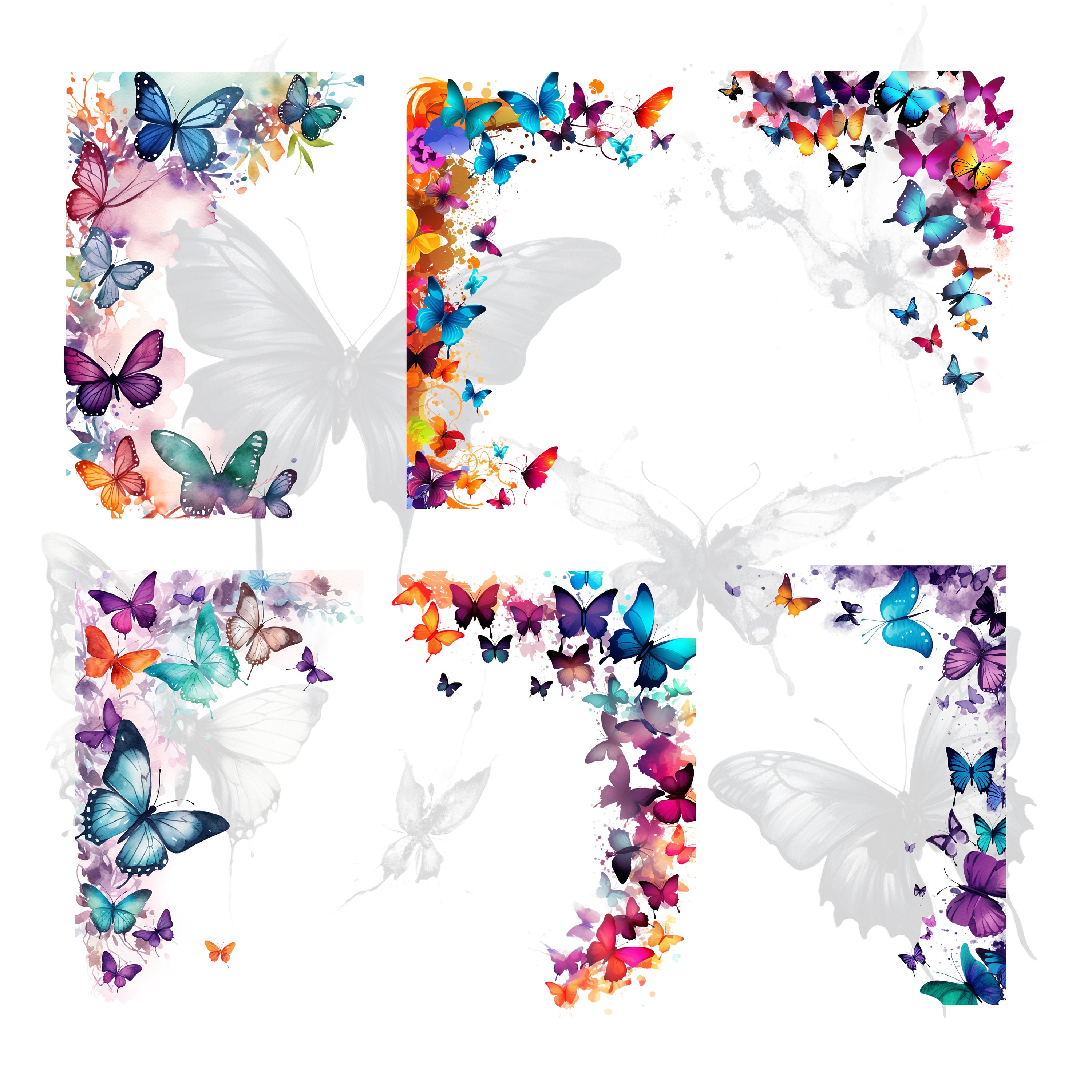 40 Colorful Butterfly Frame Clipart Bundle, Transparent PNG Clipart ...