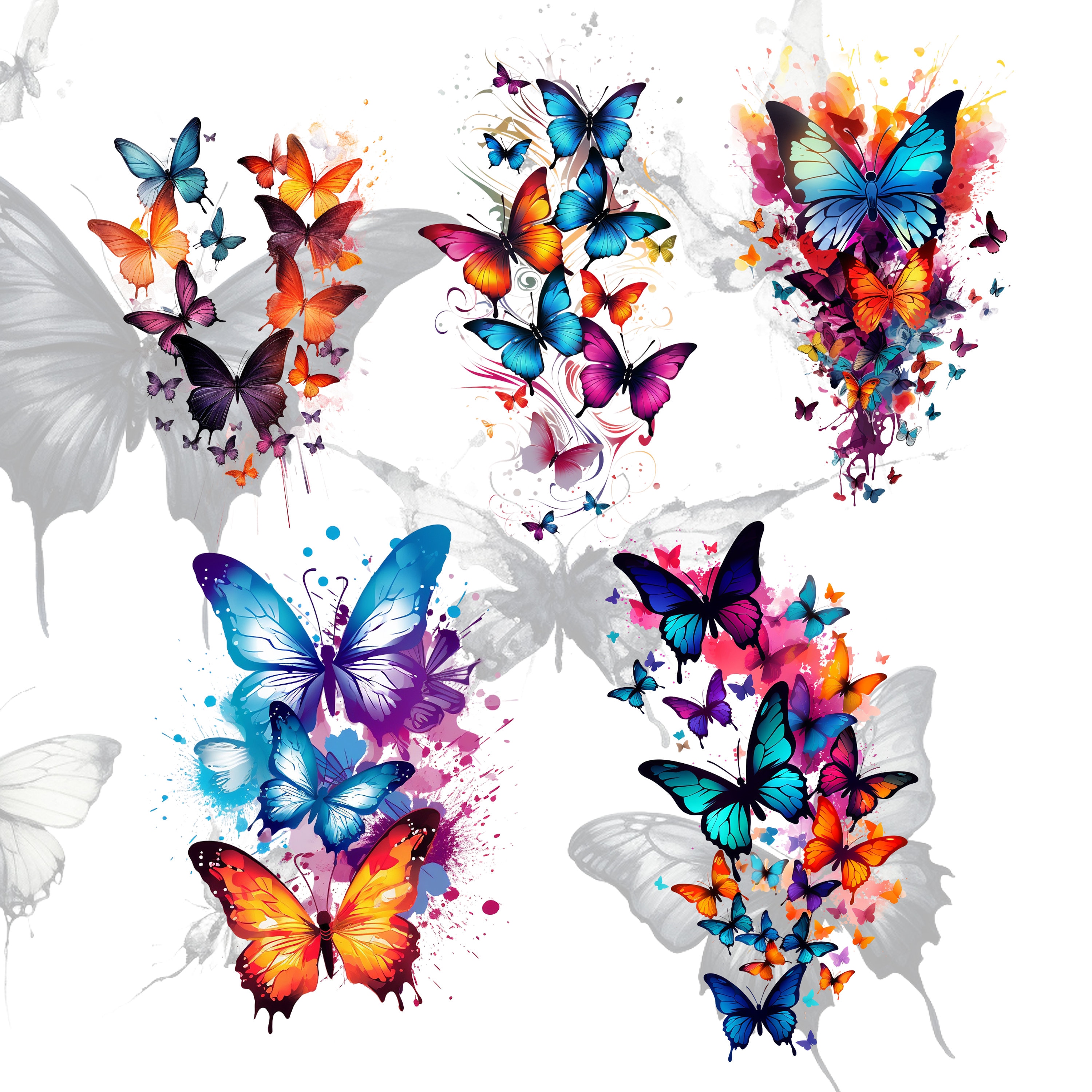 20 Butterfly Clusters Clipart Bundle, PNG, Commercial Use, Instant ...