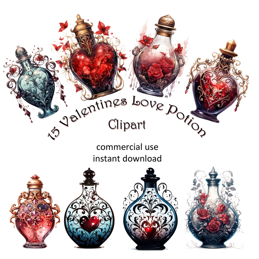 15 Valentines Love Potion Clipart, Commercial Use, Transparent PNG ...
