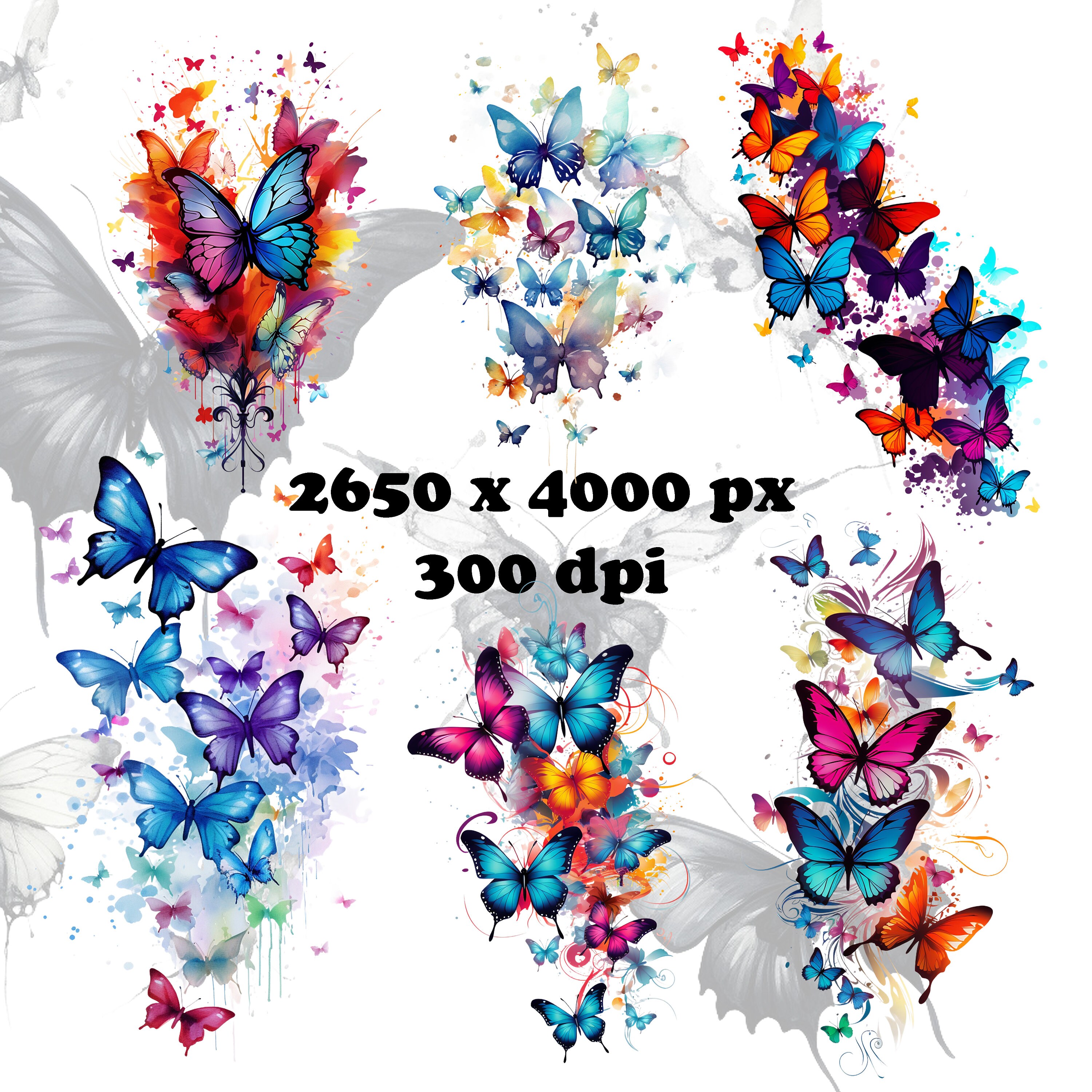 20 Butterfly Clusters Clipart Bundle, PNG, Commercial Use, Instant ...