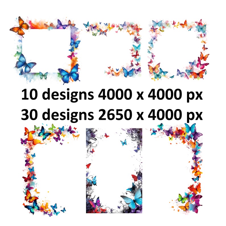 40 Colorful Butterfly Frame Clipart Bundle, Transparent PNG Clipart ...