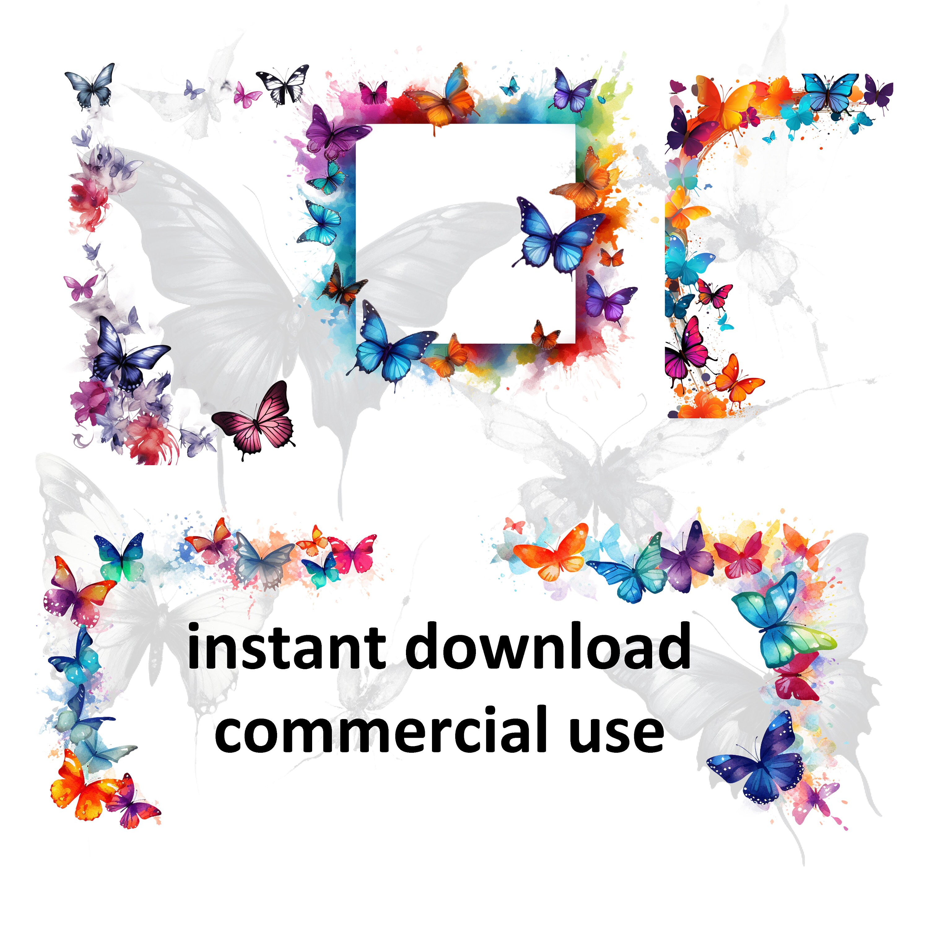 40 Colorful Butterfly Frame Clipart Bundle, Transparent PNG Clipart ...