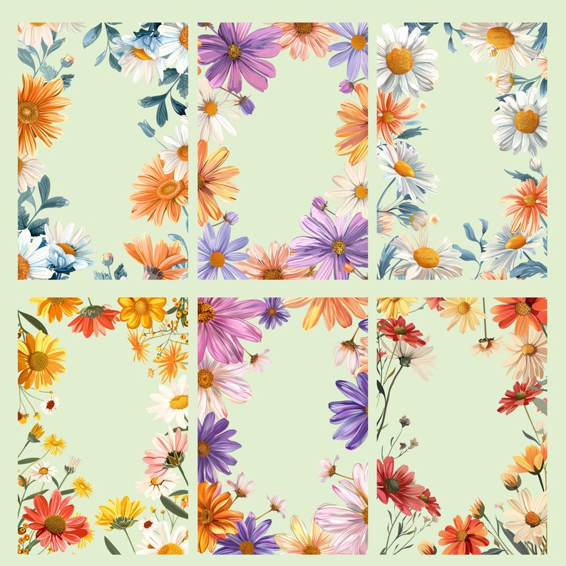 60 Transparent Daisy Frames PNG, Commercial Use, Instant Download ...