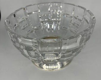Vintage Lead Crystal Block Pattern Bowl Silver Plated Base Table ...
