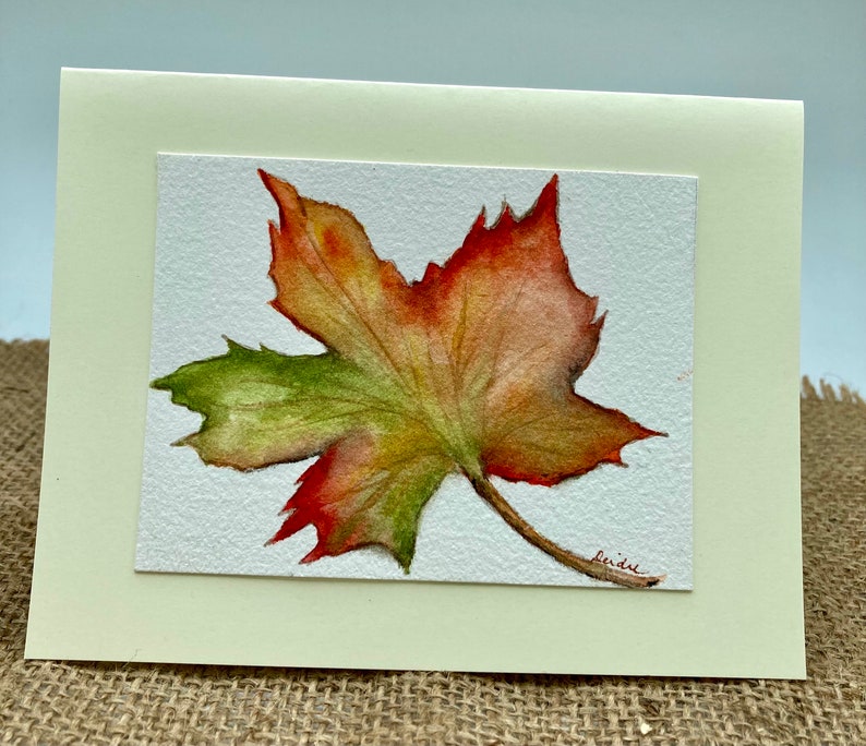Fall Leaf Watercolor Greeting Card Hand Painted on 140 Lb Paper ...