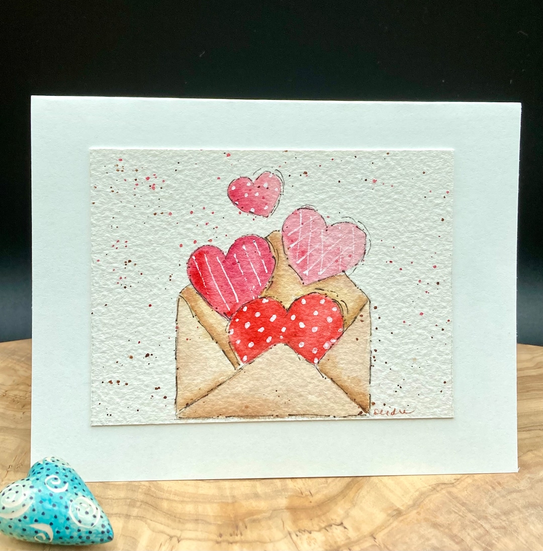 Lots of Love, Watercolor Valentines Day Card,greeting Card, Hand ...