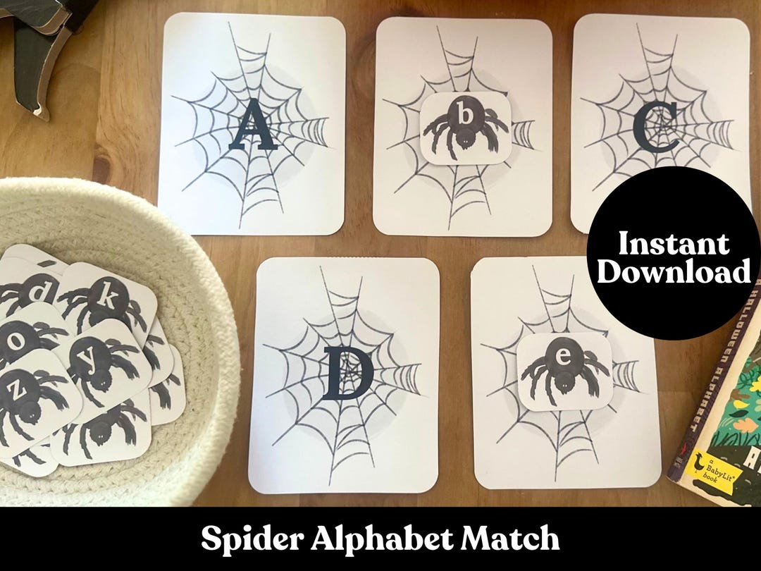 Halloween Spider Alphabet Match: Preschool & Kindergarten Flash Cards ...