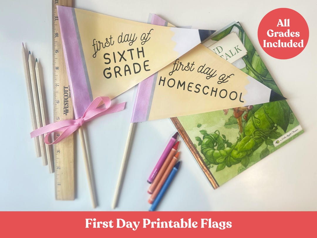 First Day of School Pennant Flags: Photo Prop, Grades Preschool-6 (PDF ...