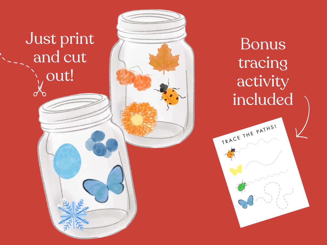 Nature Color Sorting, Color Matching Jars, Printable for Kindergarten ...