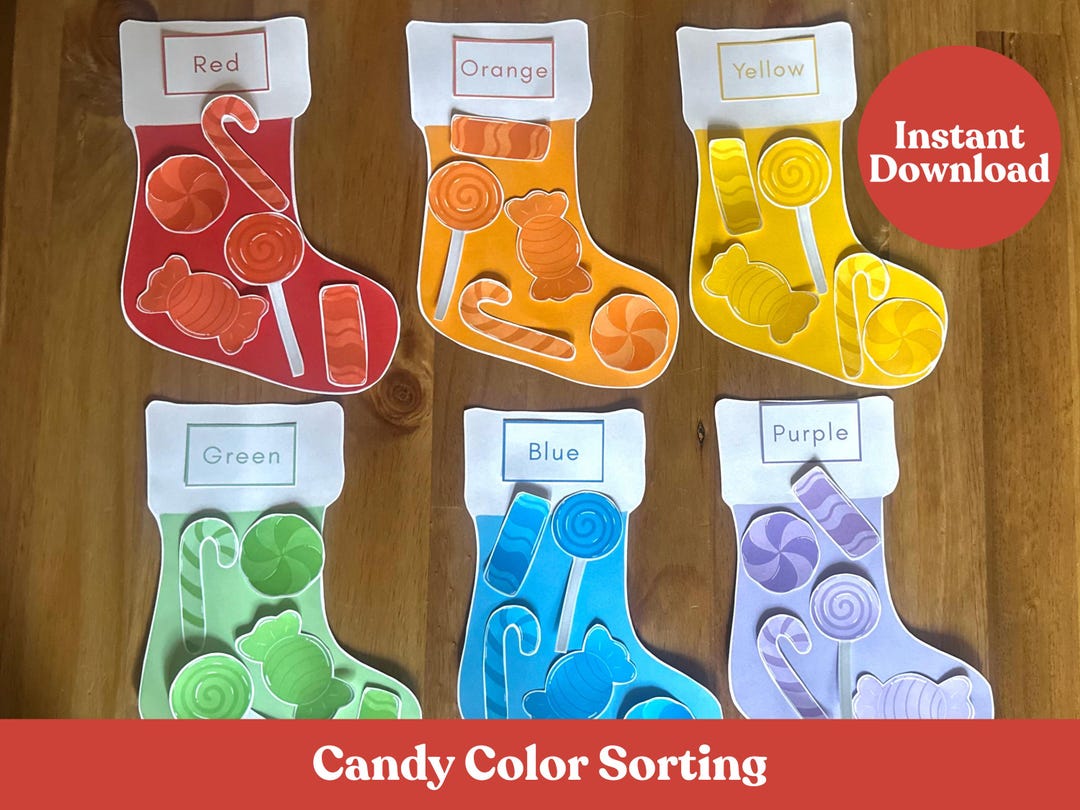 Christmas Color Sorting Game for Toddlers, Printable Activity for Kids ...