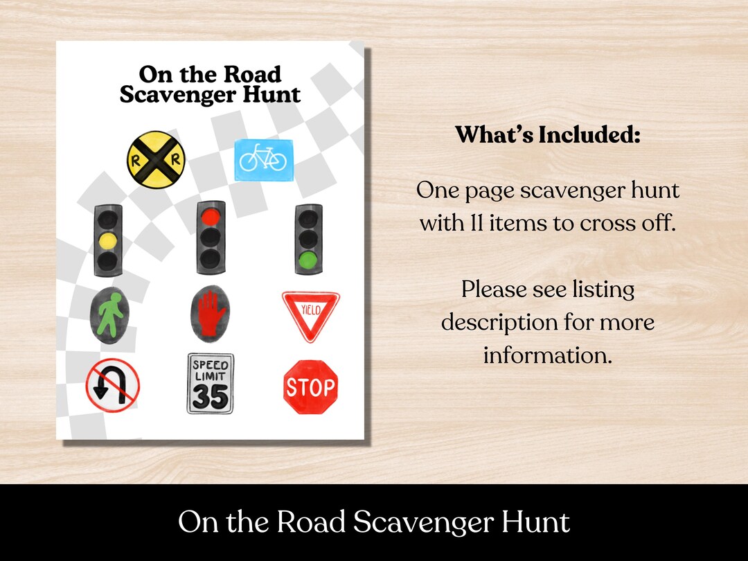 Printable Road Tripscavenger Hunt , Traffic Signs Scavenger Hunt, Road ...