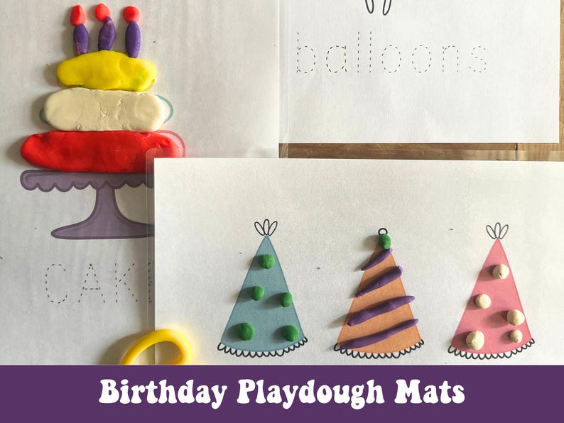 Birthday Play Dough Mats: Letter Tracing Preschool Activity (digital ...