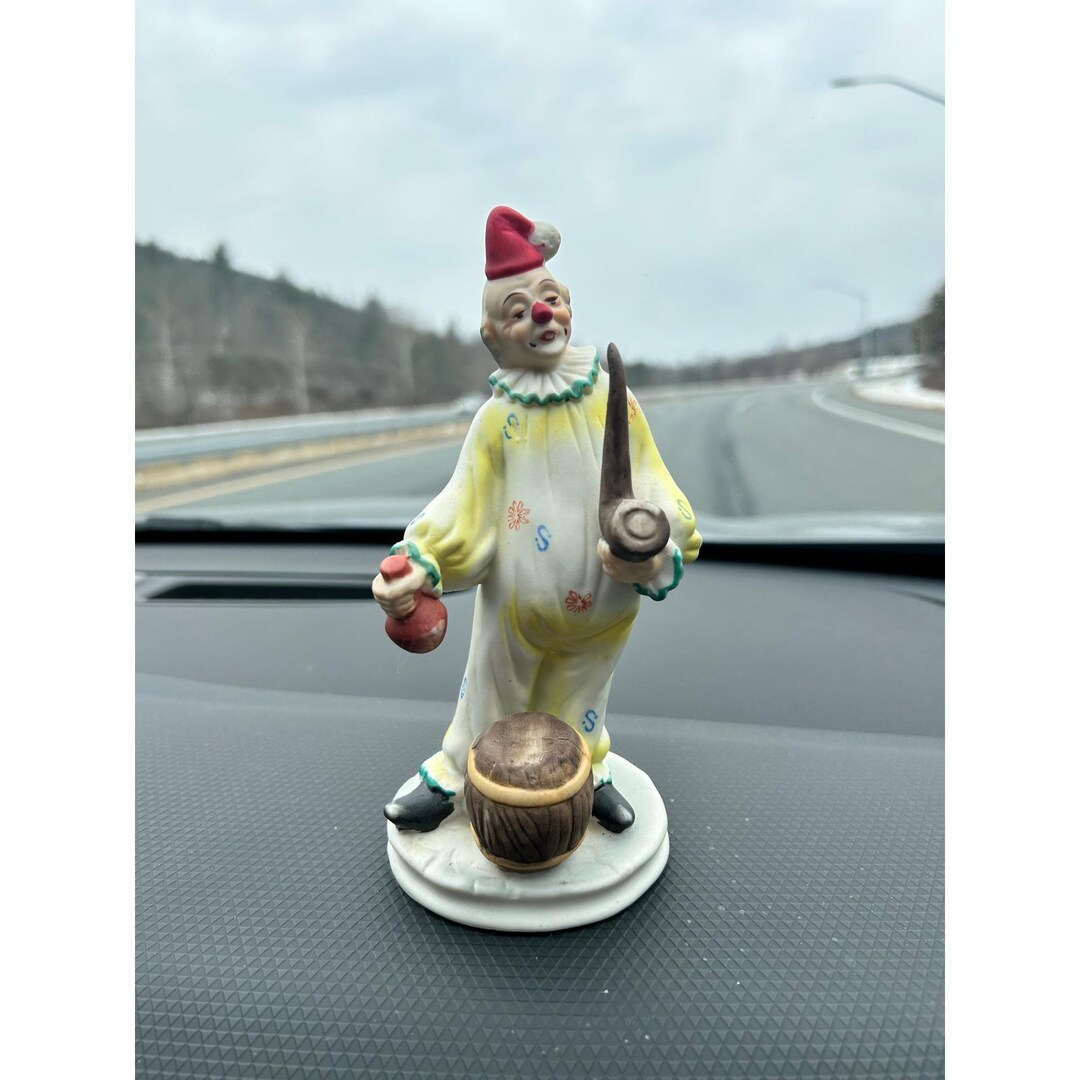 Vintage 1981 Melart Hand Painted Bisque Clown Figurine With Pipe and ...