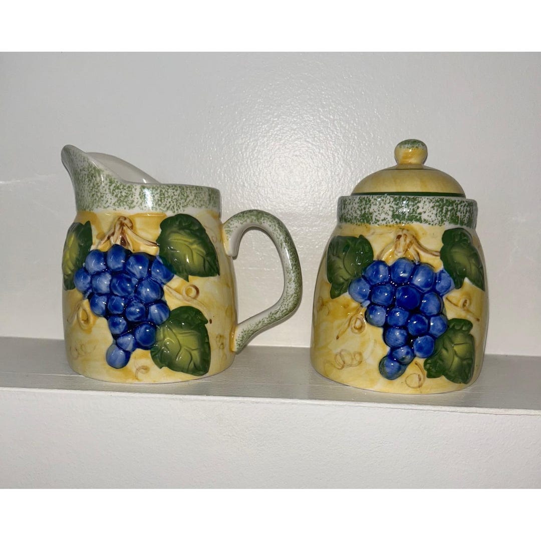 Panware Home Essentials Ceramic Grape Creamer and Sugar Bowl Set - Etsy