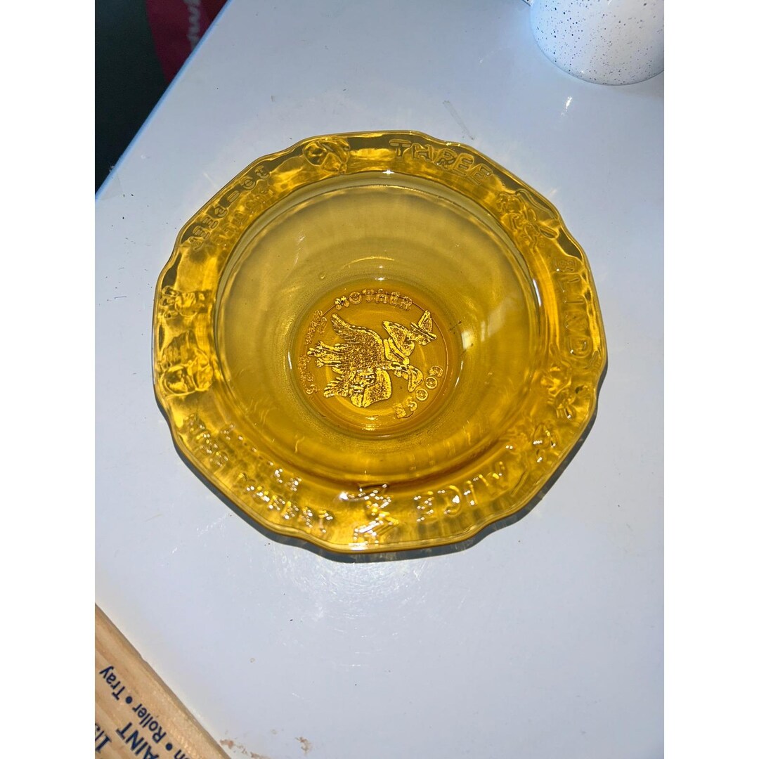 Amber Glass Mother Goose Little Miss Muffet Shallow Dish Bowl ...