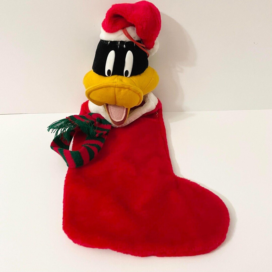 Vintage 3D Looney Tunes Daffy Duck Plush Christmas Stocking - Etsy