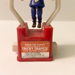 Vintage 1970s Bozo the Clown Trapeze Acrobat Push Button Puppet Toy ...