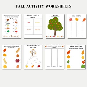 Printable Fall Activity Worksheets - Etsy