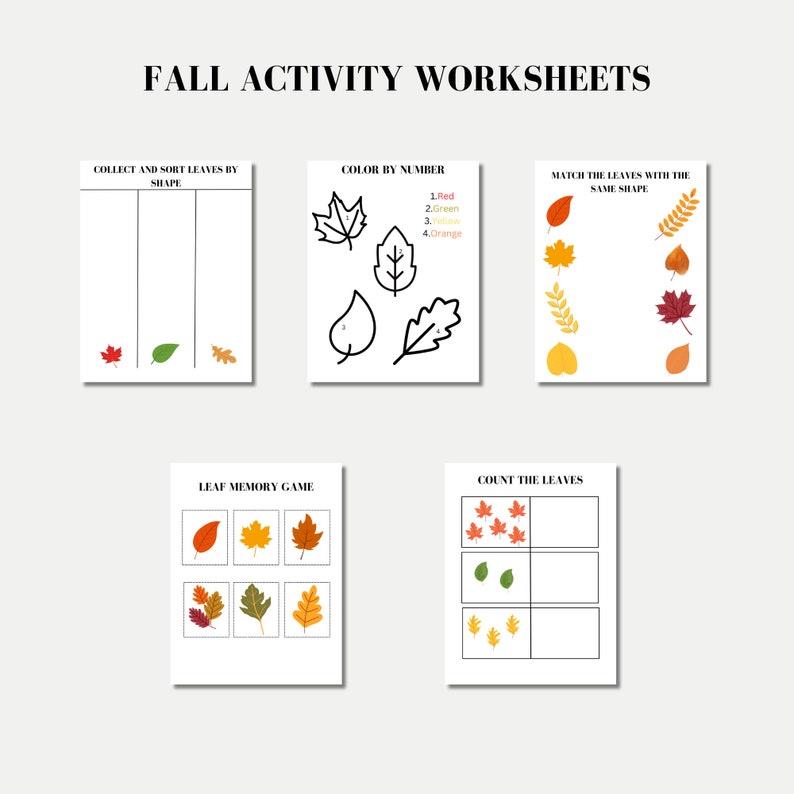 Printable Fall Activity Worksheets - Etsy