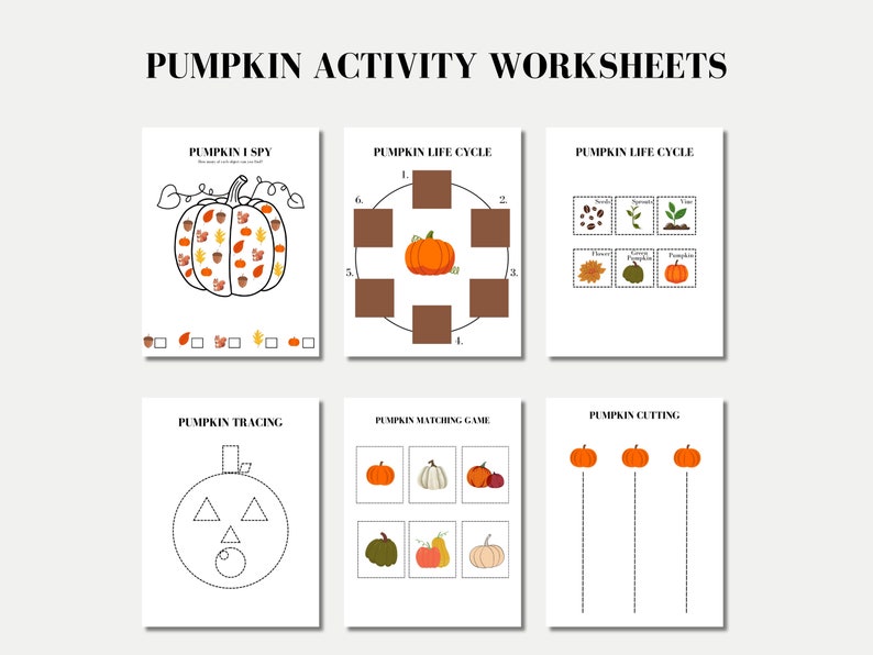Printable Pumpkin Activity Worksheets - Etsy