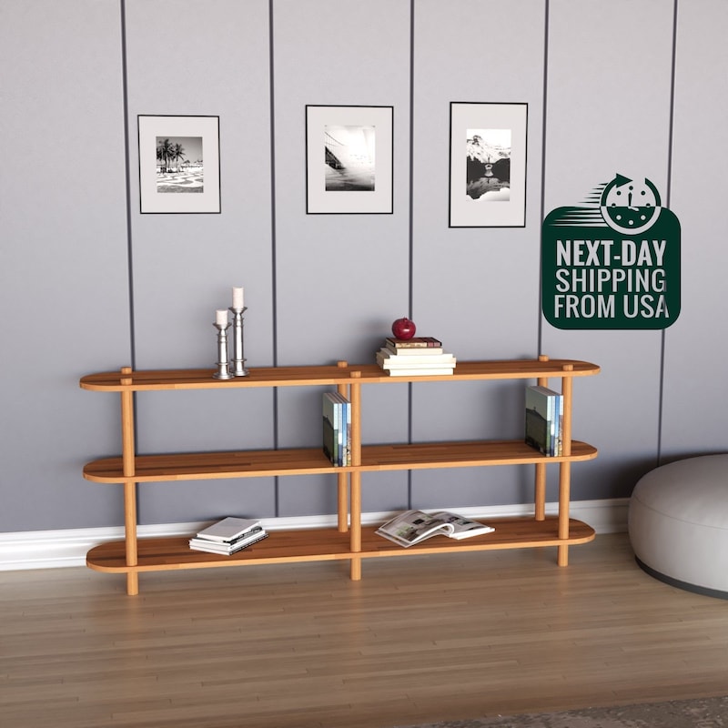 Solid Wood Bookshelf Low - Etsy