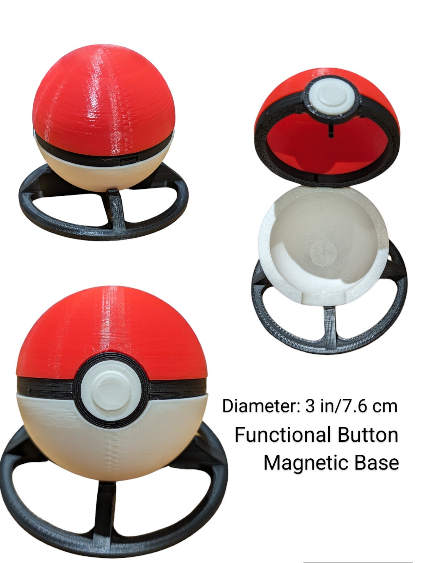 Functional Pokeball With Button Release Latch With Magnetic Base - Etsy