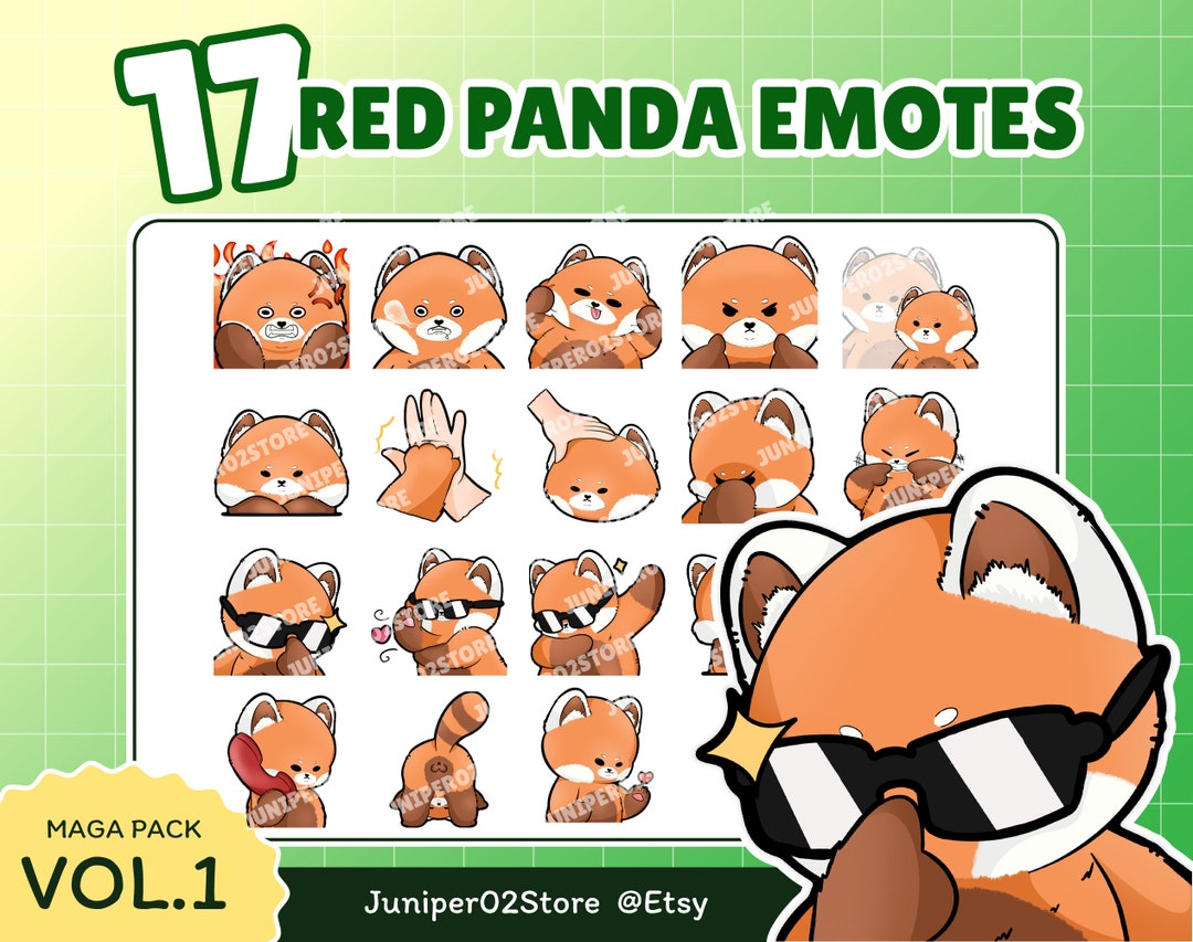 Red Panda Emotes Mega Pack#1 | 17 Emotes | Red Panda Chibi | Cute ...