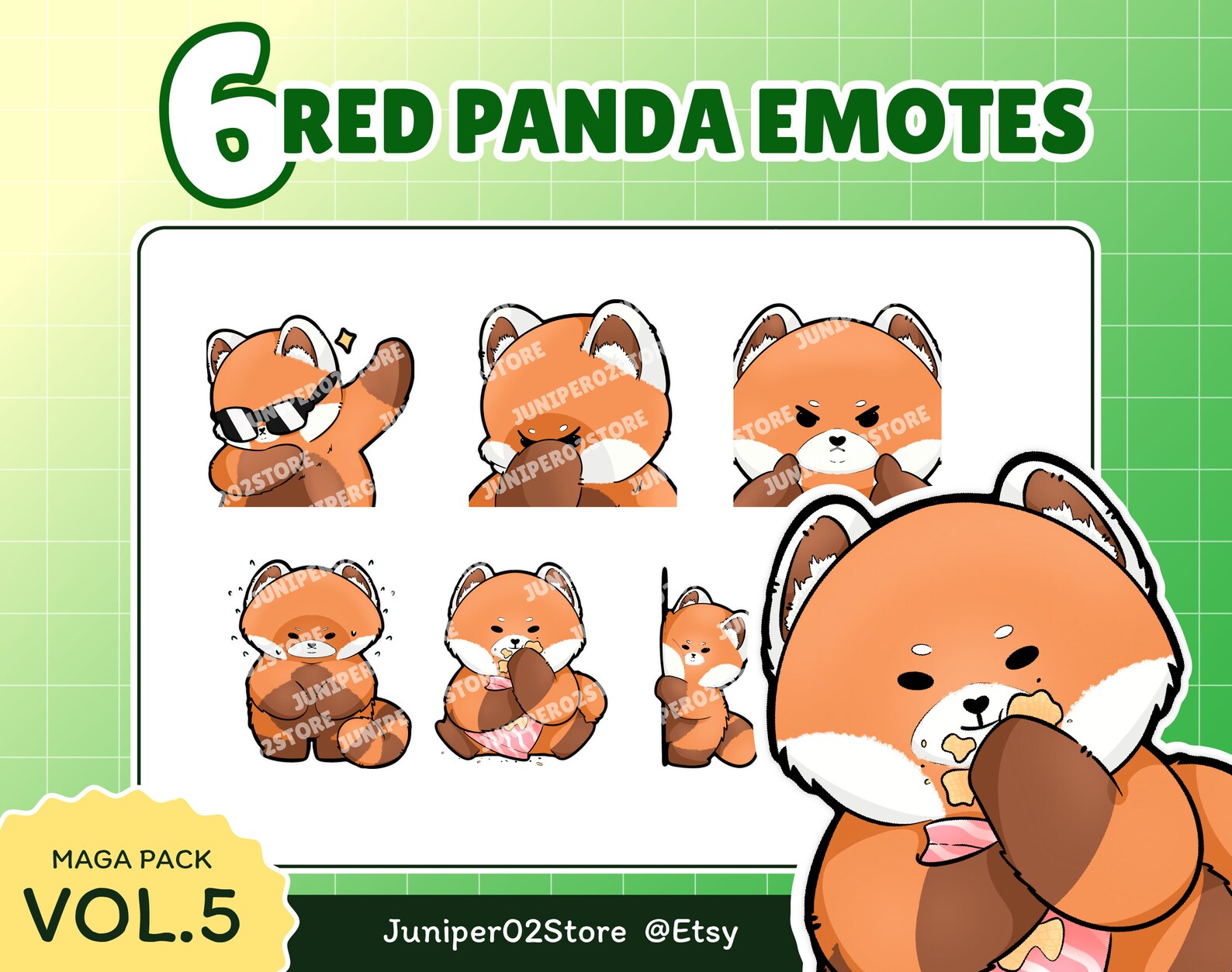 Red Panda Chibi Emotes Mega Pack#5 | 6 Emotes | Cute Emotes | Twitch ...