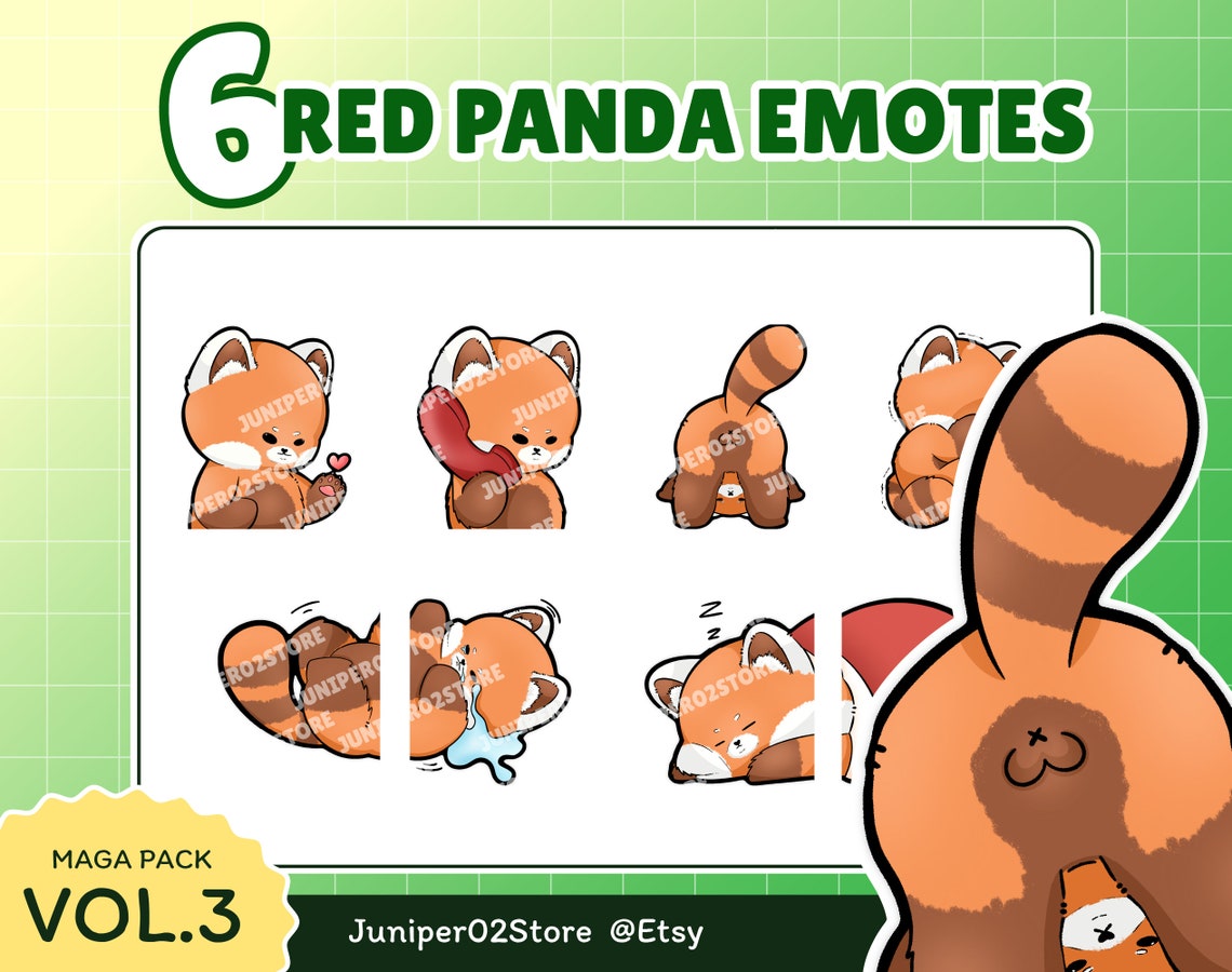 Red Panda Emotes Mega Pack3 6 Emotes Red Panda Chibi Cute Emotes Twitch ...