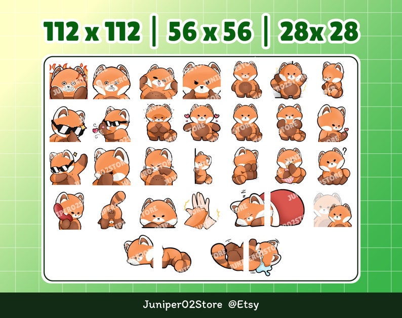 Red Panda Emotes Full Mega Pack 32 Emotes Red Panda Chibi Cute Emotes ...