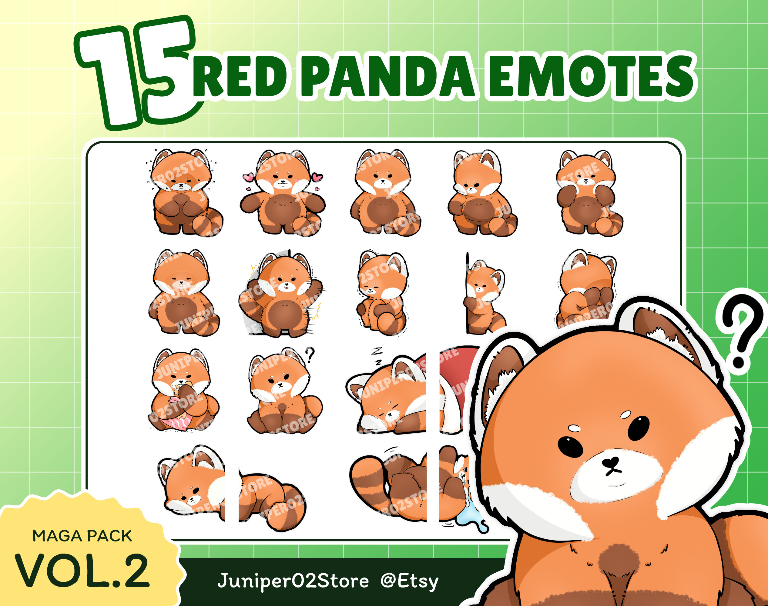 Red Panda Emotes Mega Pack#2 | 15 Emotes | Red Panda Chibi | Cute ...