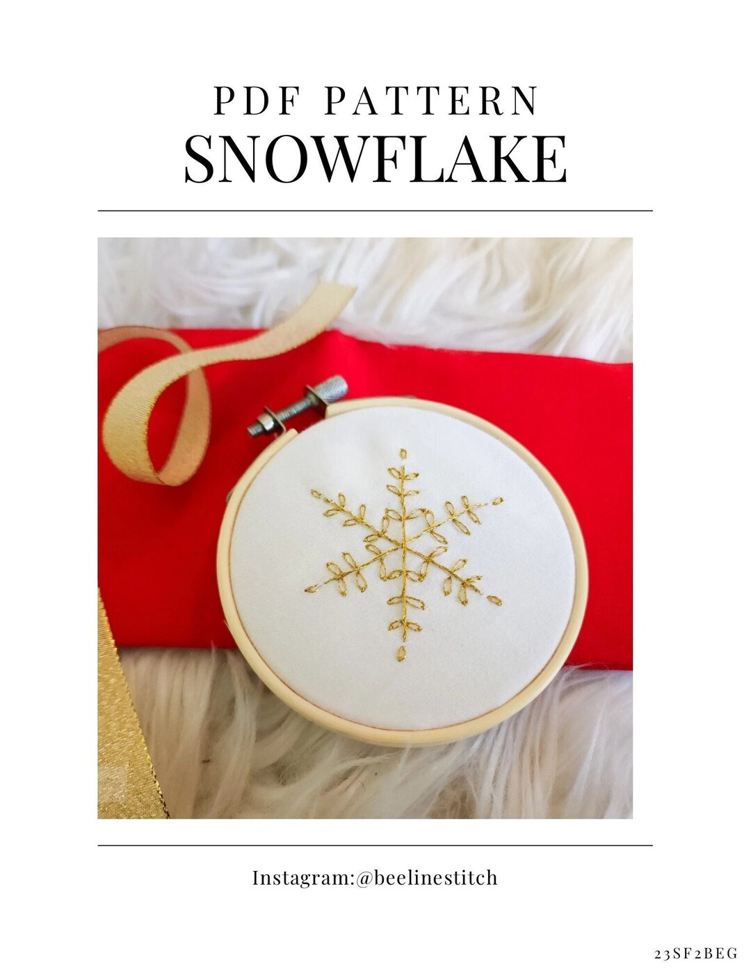 Snowflake Hand Embroidery Pattern for Christmas Ornament Beginner ...
