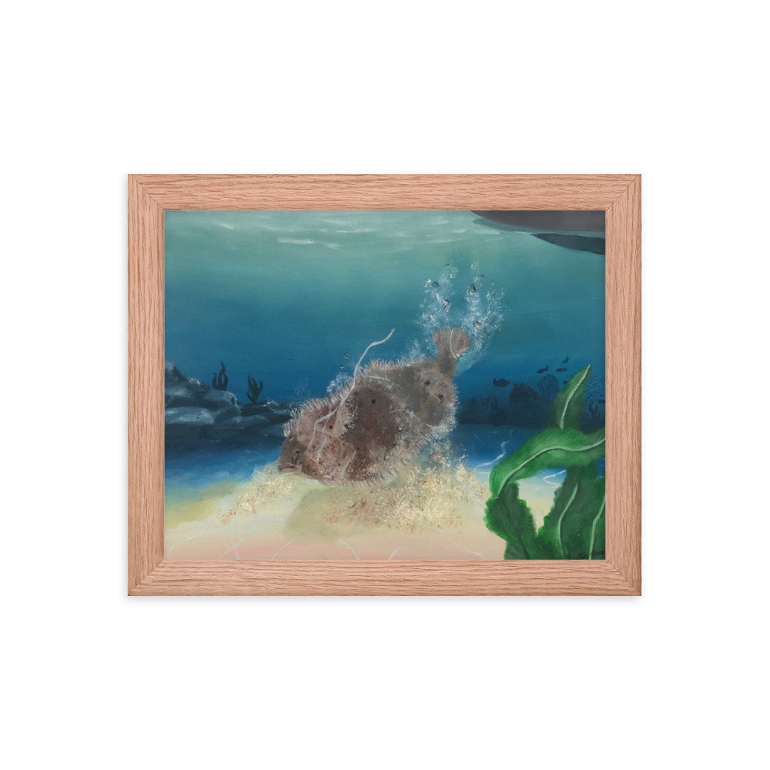 Break Away Flounder Art Print, Fish Painting, Flounder, by Kourtney ...