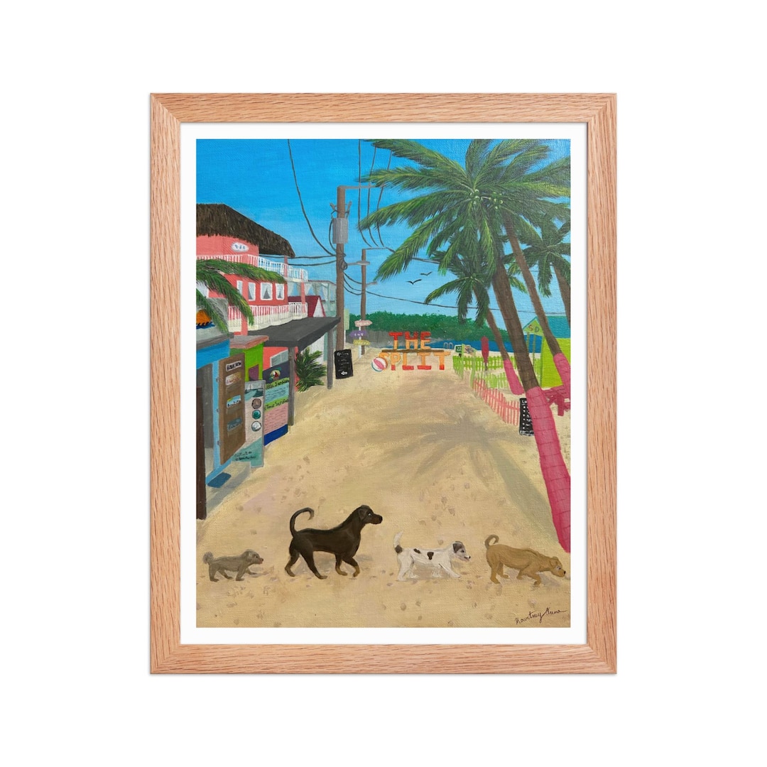 Dogs at the Beach, Caye Caulker, Belize, Art Print, Street Art, Beach ...