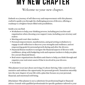 My New Chapter - Divorce Planner - Etsy