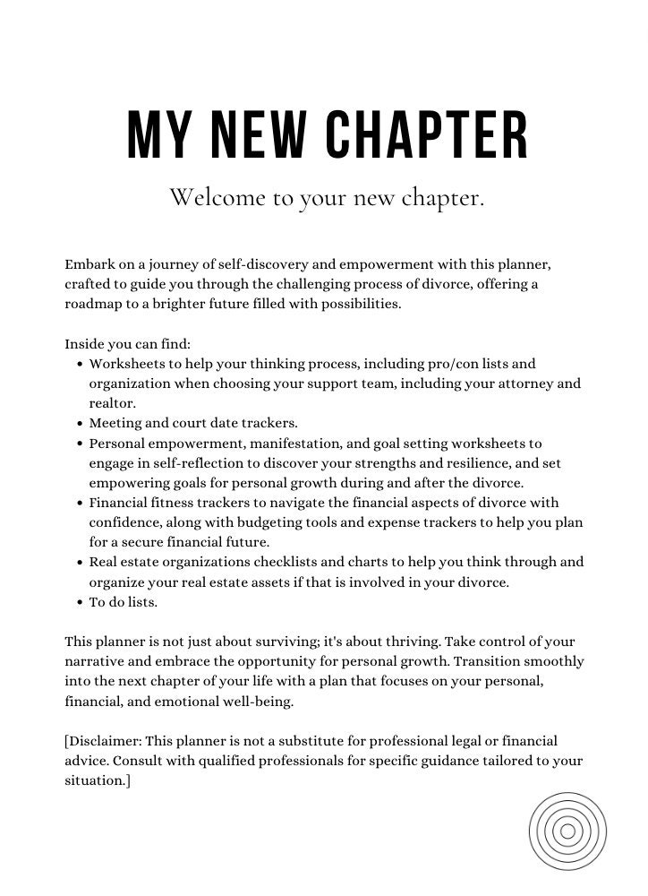 My New Chapter - Divorce Planner - Etsy