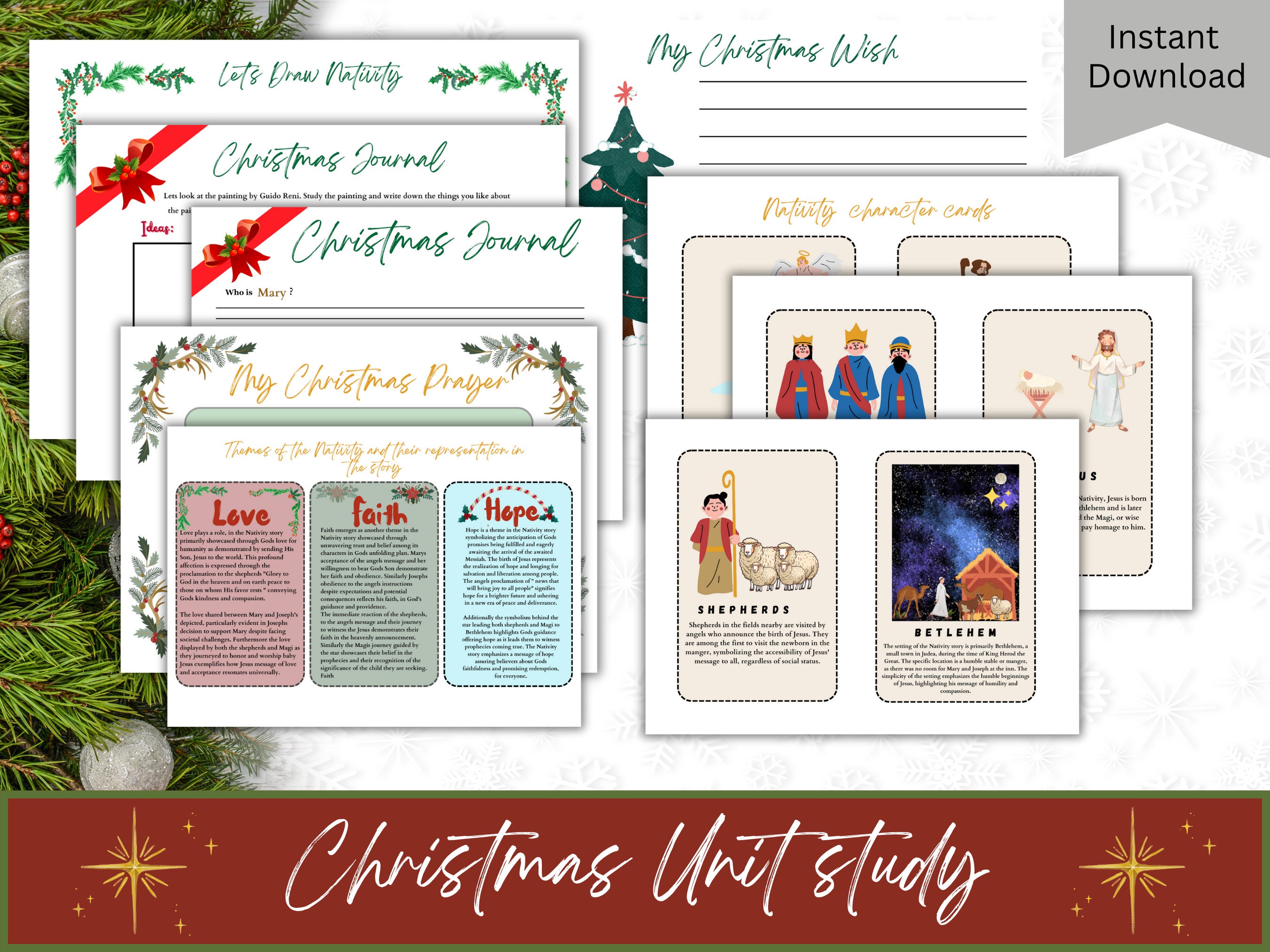 Christmas Unit Study, Jesus Birth Story, Handwriting, Homeschool ...