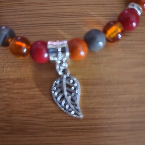 Fall Colored Beaded Bracelet With Hanging Leaf - Etsy