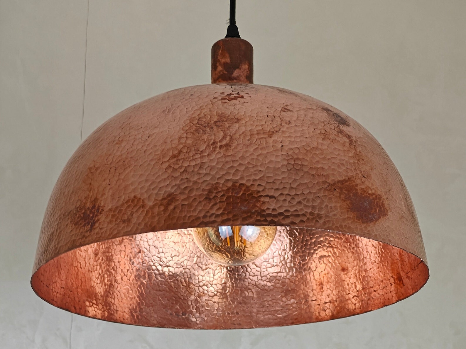 Hammered Copper Dome Light, Ceiling Pendant Fixture, Pendant Lights for ...