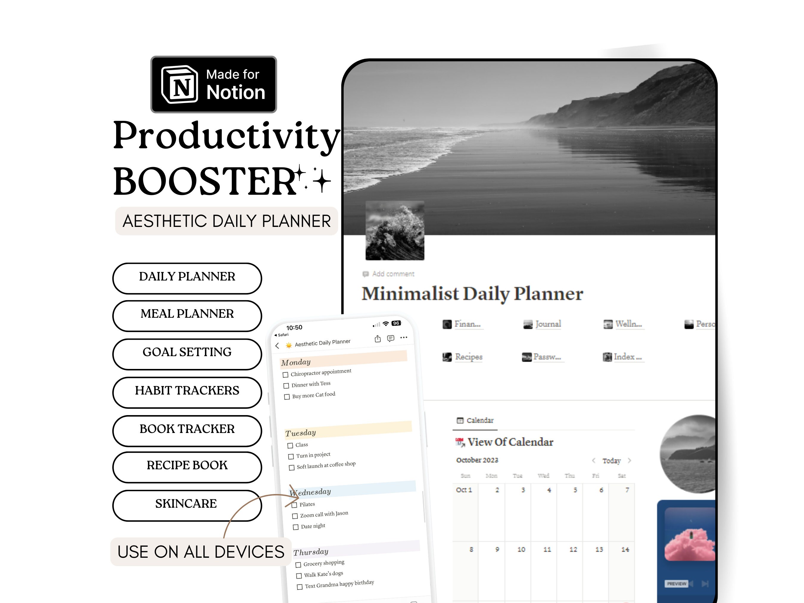 Notion Template | Minimalist Notion Planner | Notion Life Planner ...