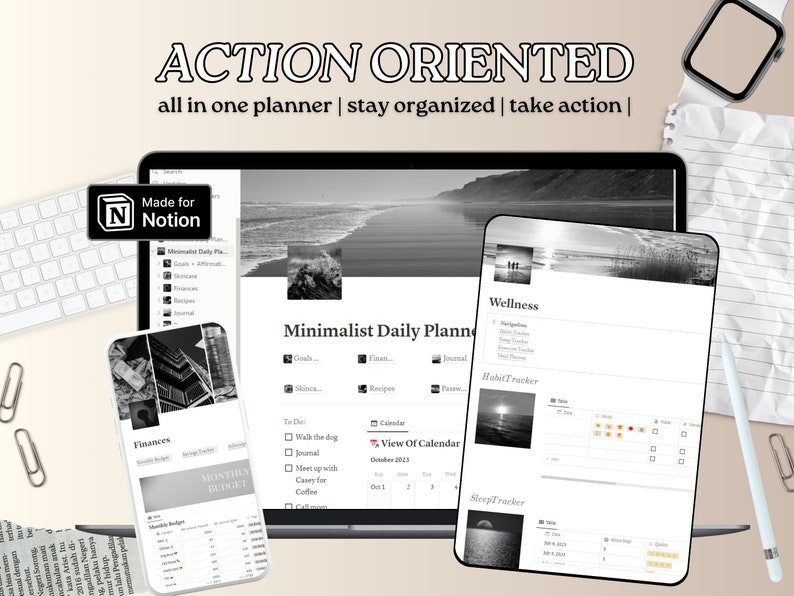 Notion Template Minimalist Notion Planner Notion Life - Etsy