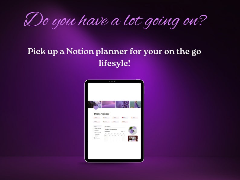 Purple Aesthetic Notion Planner | Notion Template | All in One Notion ...