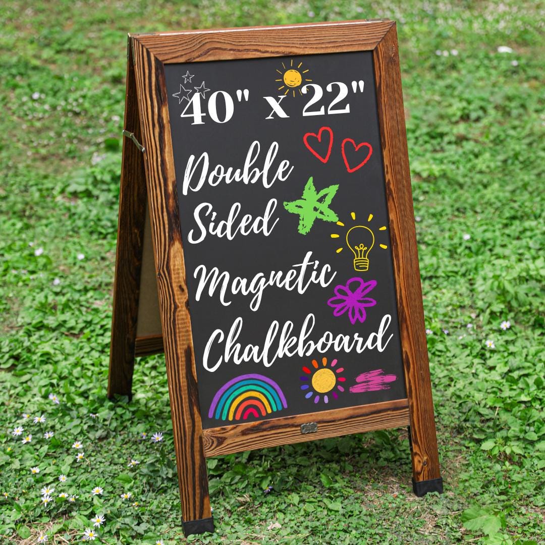 Rustic Wood Sandwich Board Sign: Magnetic Double-sided Chalkboard (40 ...