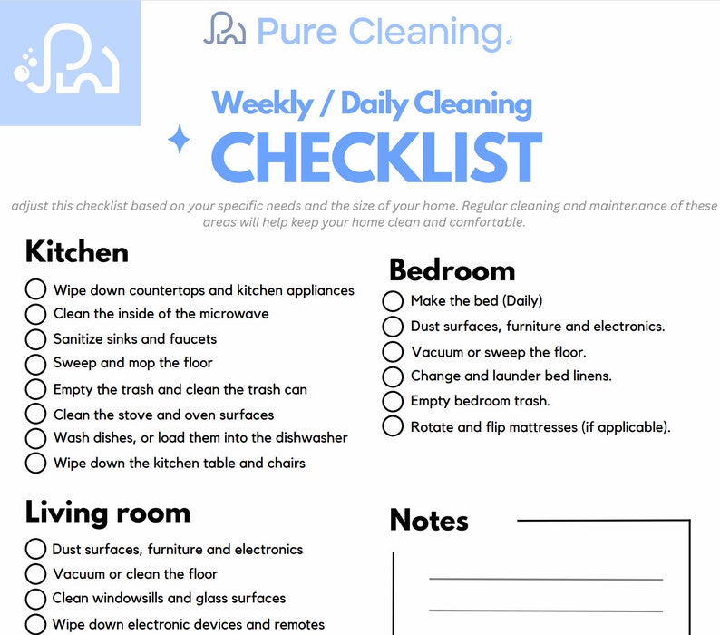 Ultimate Home Cleaning Checklist Printable - Etsy