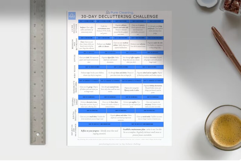 30 Day Decluttering Checklist | Printable - Etsy