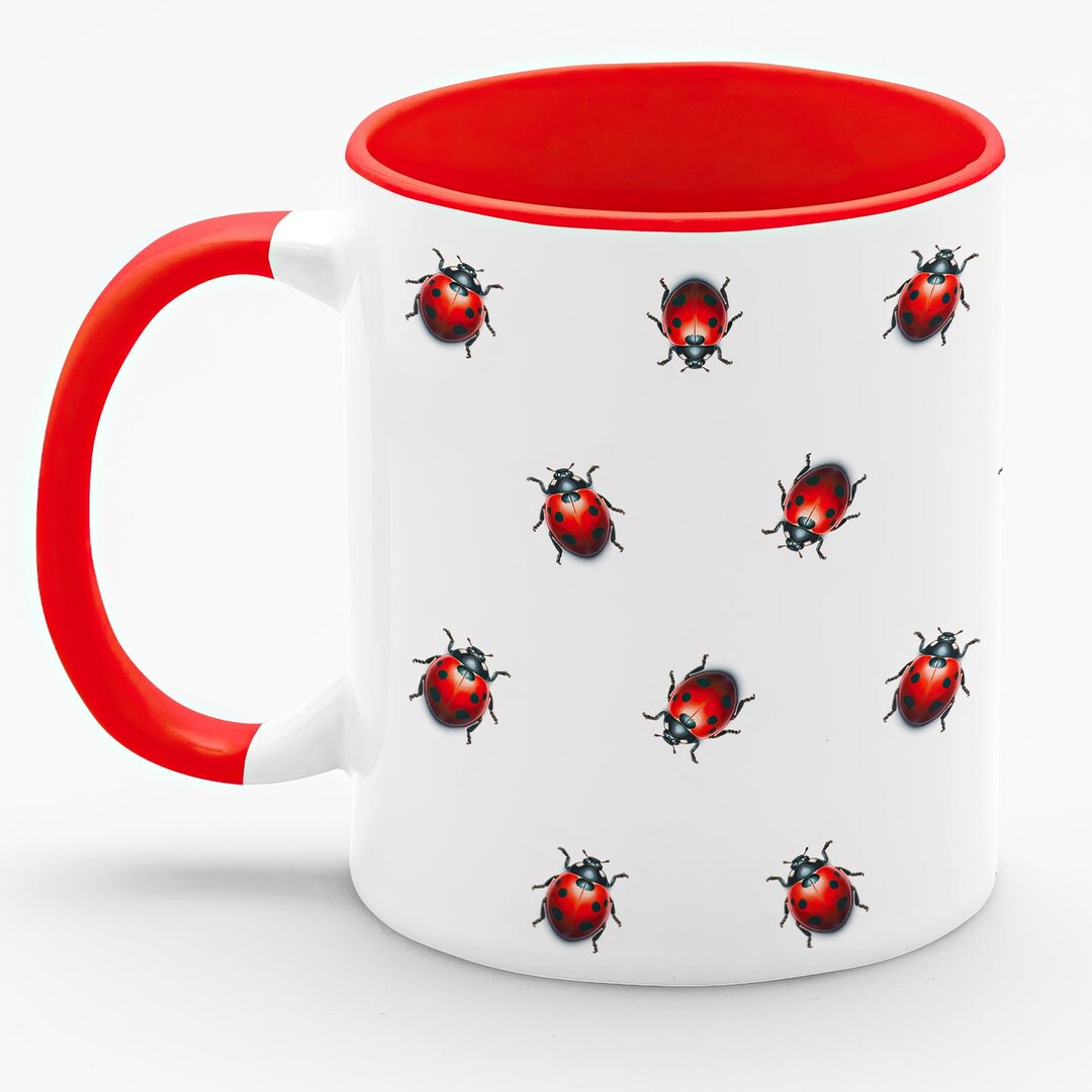 Ladybird Pattern Mug | British Gardener Gift | Red and White Nature ...