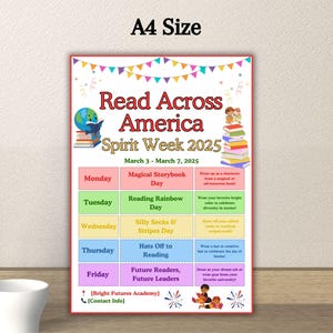 EDITABLE Read Across America Spirit Week Flyer 2025, School Literacy ...
