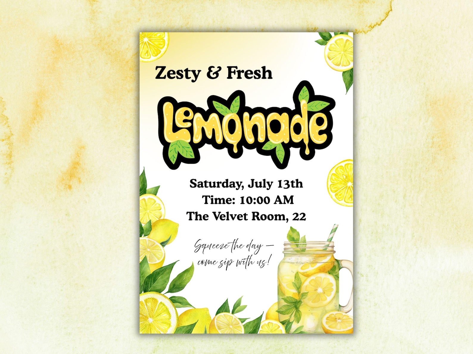 Lemonade Sale Flyer Template, Summer Fundraiser Poster, Printable ...
