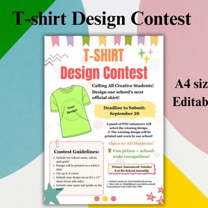 Editable Shirt Design Contest Flyer Template, Printable Clothing Sale ...