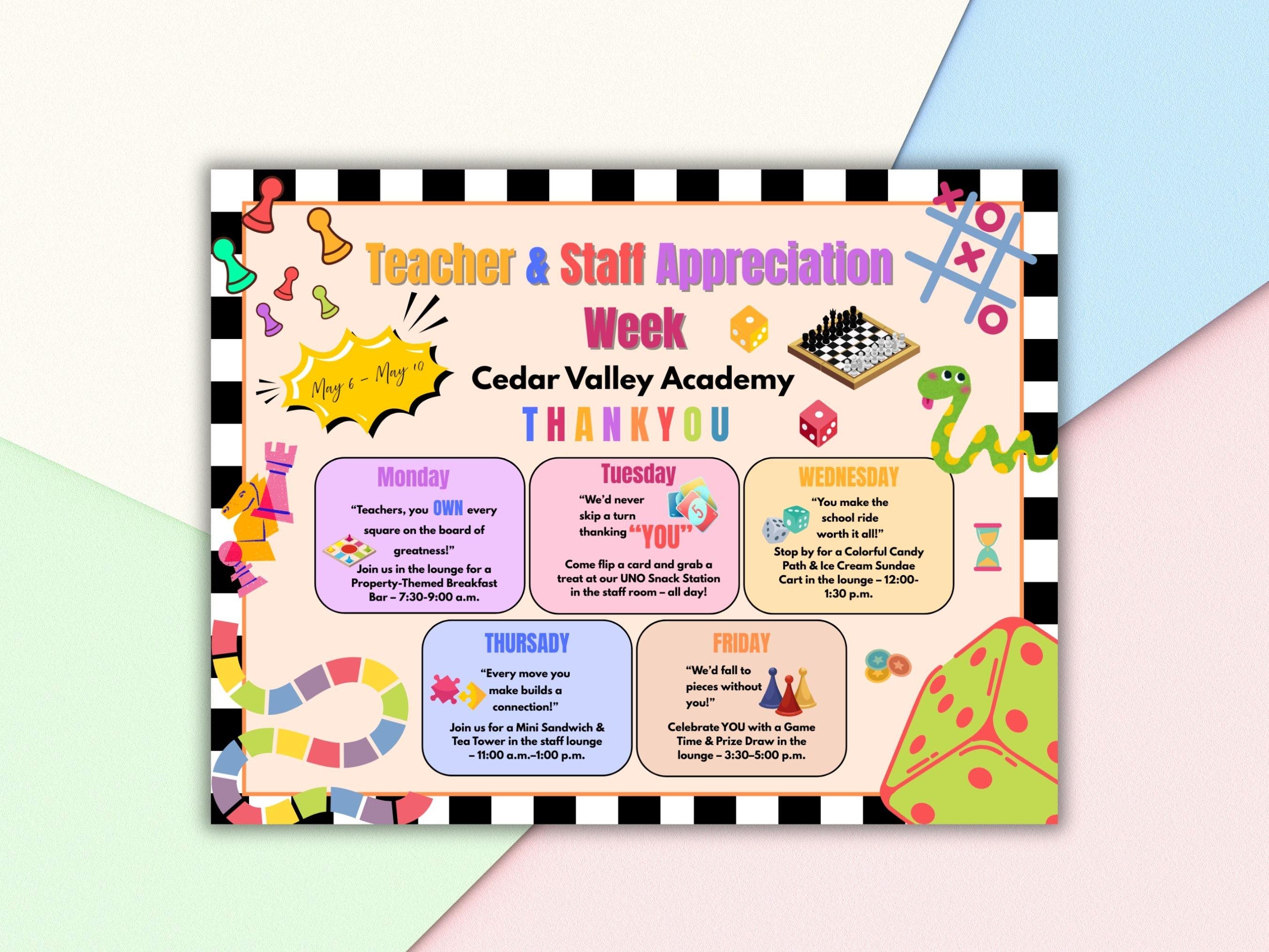 Board Game Style Teacher Appreciation Week | Canva Editable Template ...